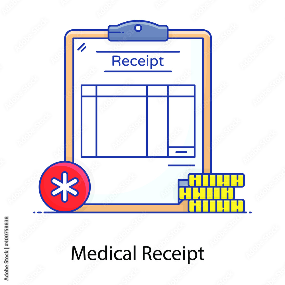Icon of medical receipt in flat outline design Stock Vector | Adobe Stock
