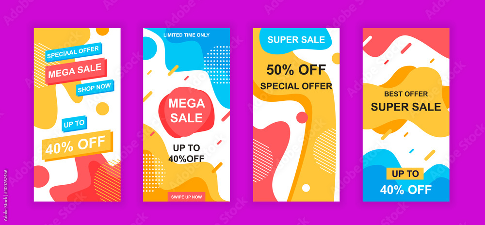 Advertising design social networks instagram stories. Set of sale web ...