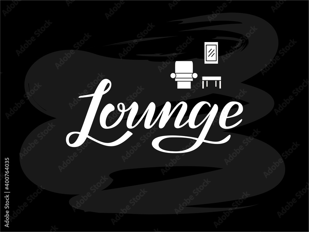 Vector illustration of lounge lettering for banner, leaflet, poster ...
