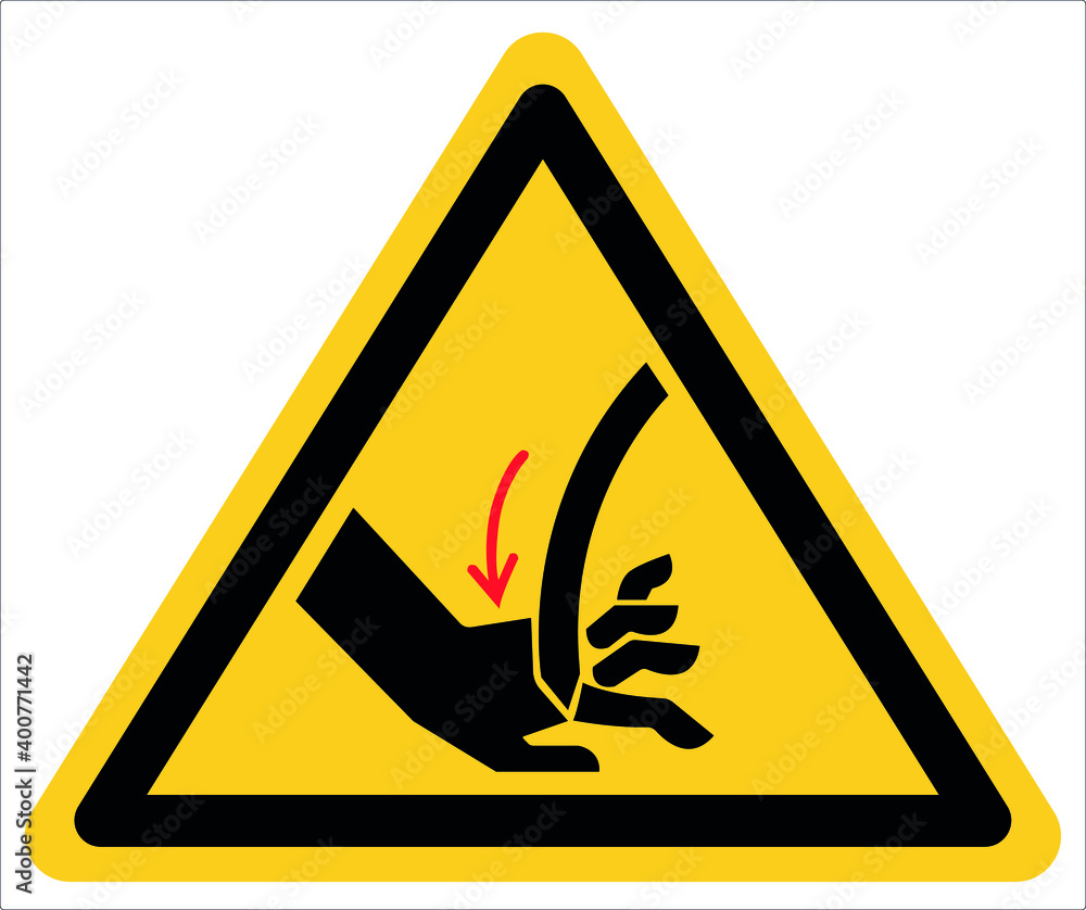 Be careful of cutting blades touching the hand. Stock Vector | Adobe Stock