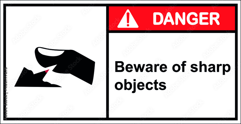 Be careful with your fingers to hit sharp objects.Vector,Danger Stock ...