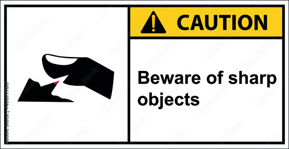 Be careful with your fingers to hit sharp objects.Vector,Caution Stock ...