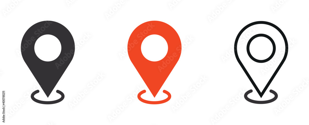 Set of location icons. Modern map markers .Vector illustration on a ...