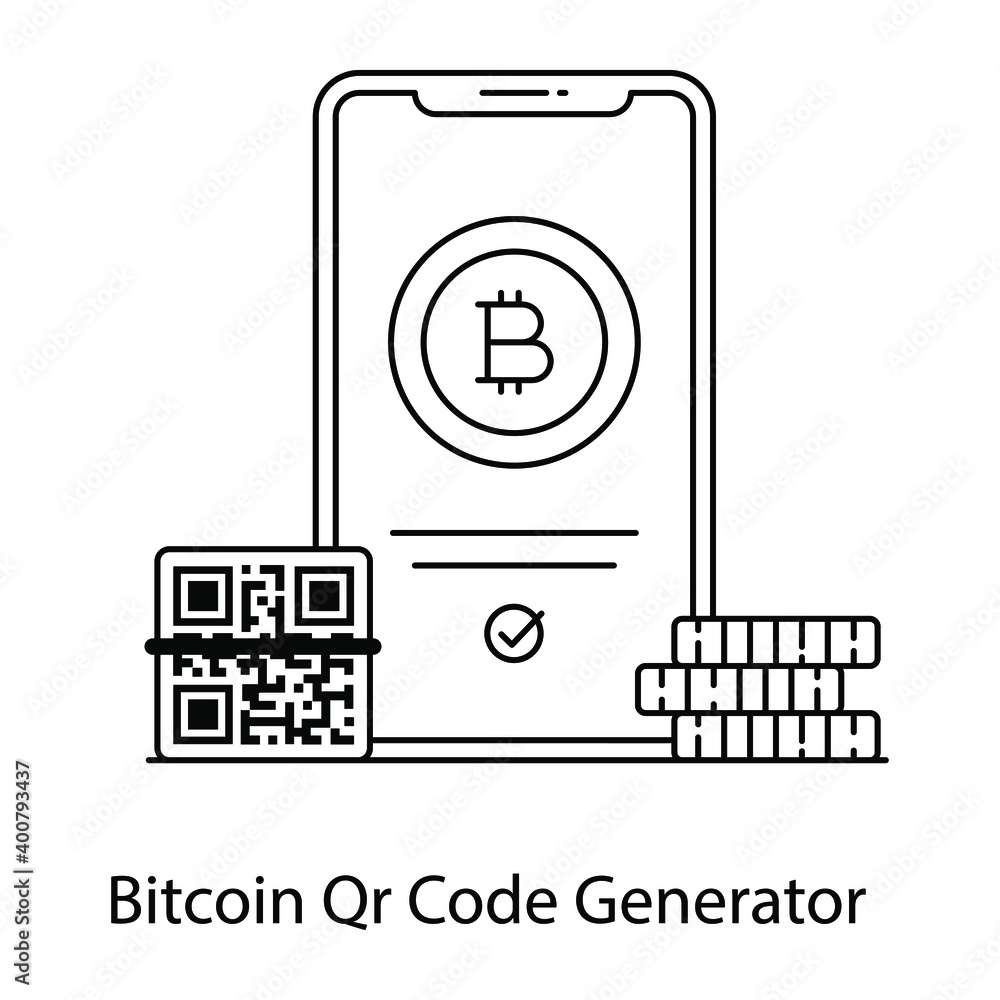 Bitcoin qr code generator in flat outline vector Stock Vector | Adobe Stock