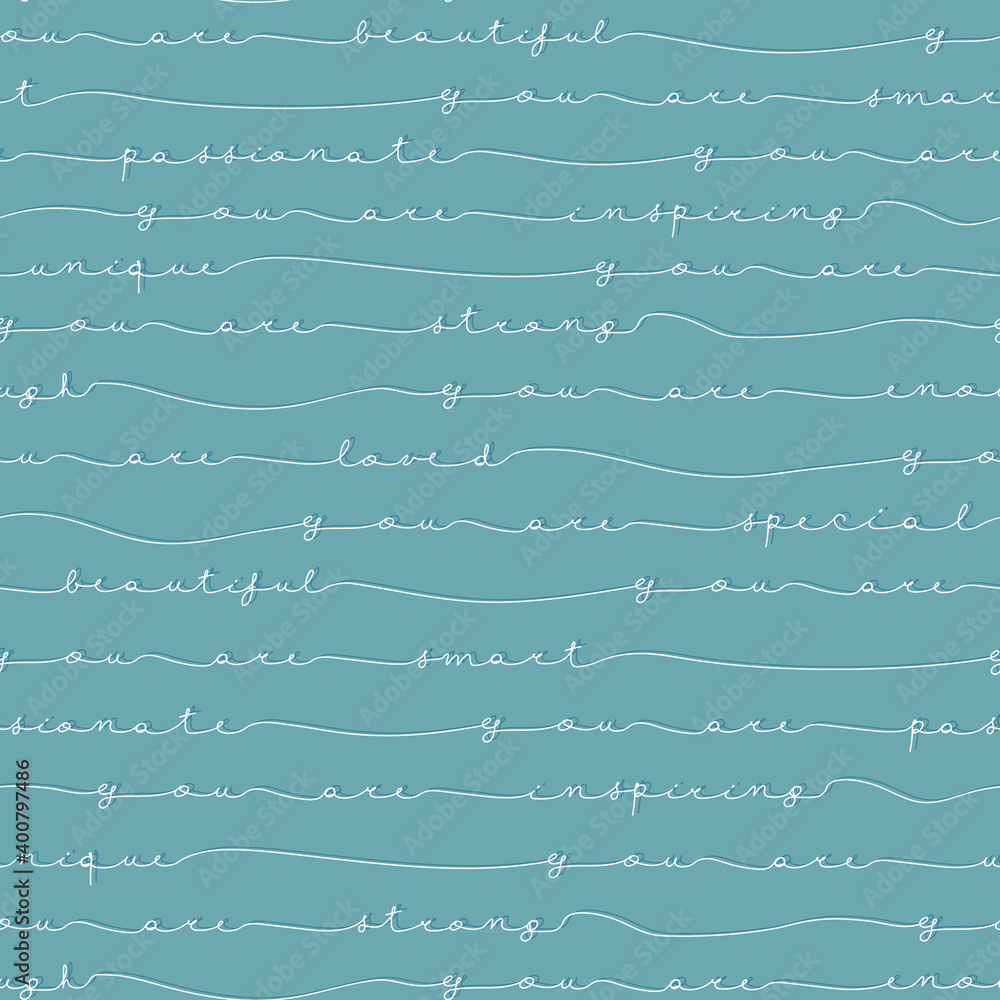 Seamless pattern with positive and inspiring affirmations of self-love ...