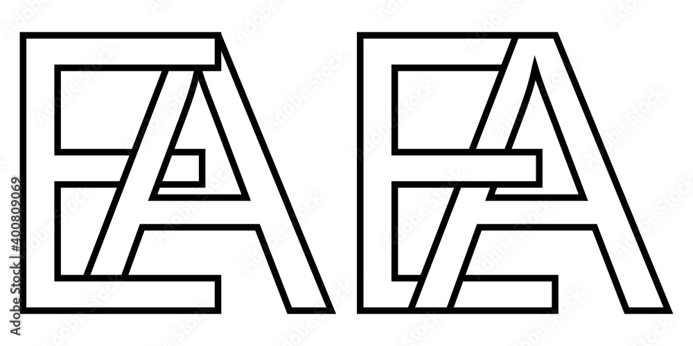 Logo ae and ea icon sign two interlaced letters A E, vector logo ae ea ...