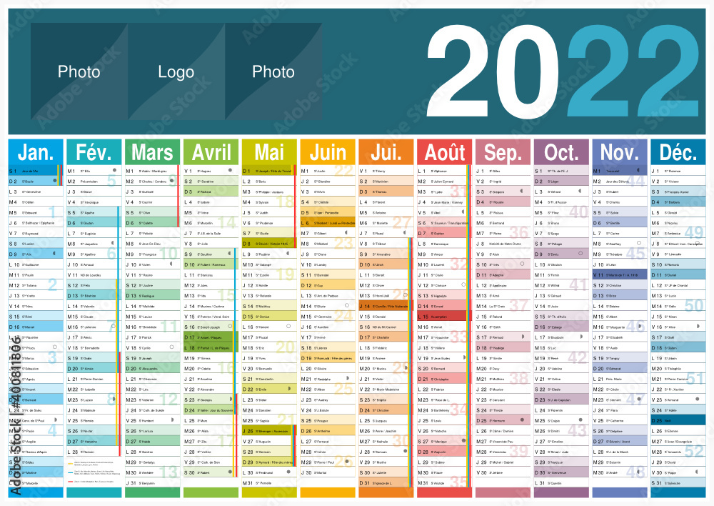 Calendrier 2022 12 mois avec vacances scolaires officielles au format ...