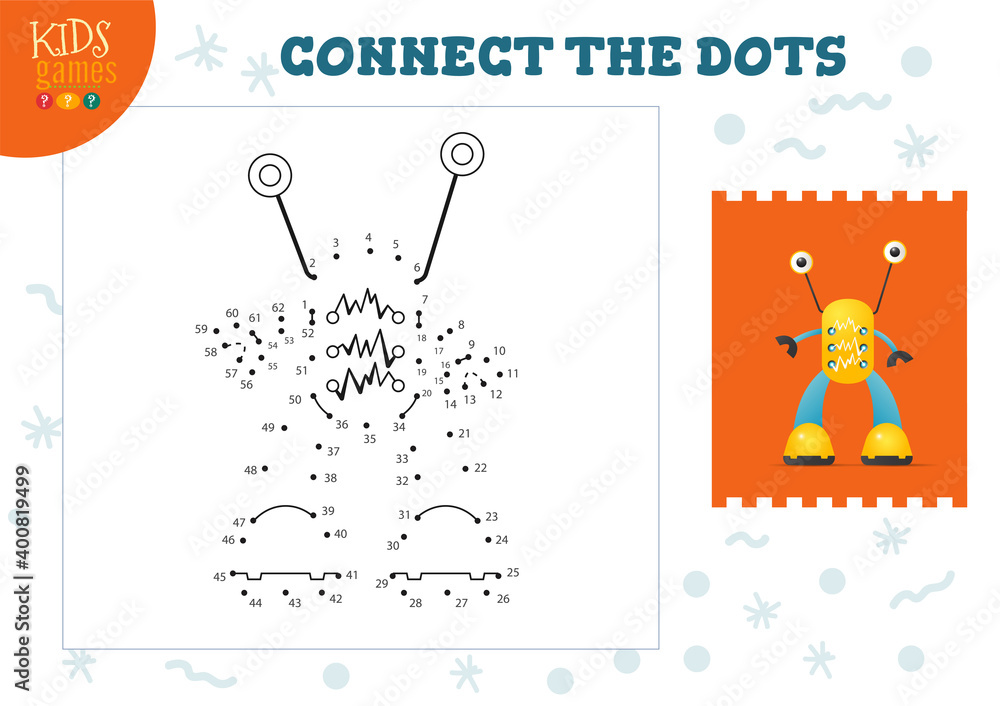 Connect the dots kids game vector illustration. Preschool children ...