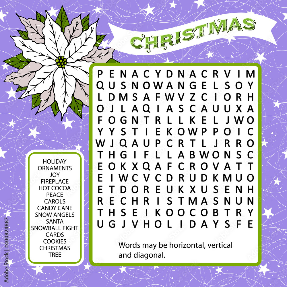 Logic game for learning English. Find the hidden Christmas words ...