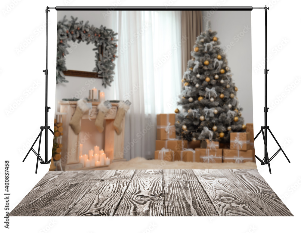 Professional studio background for Christmas photo session isolated on ...