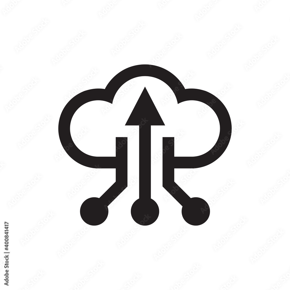 Cloud database hosting icon design on white background. Electronic ...
