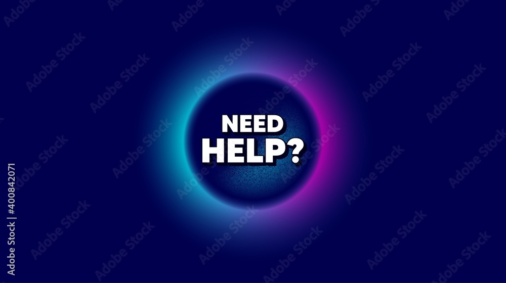 Need help symbol. Abstract neon background with dotwork shape. Support ...