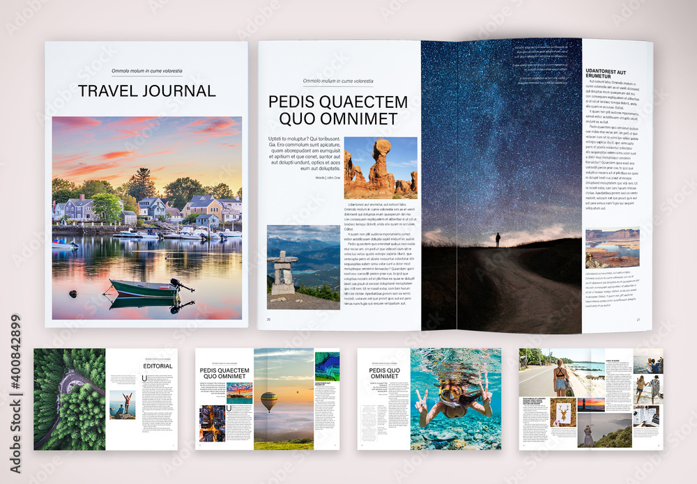 Travel Journal Brochure Stock Template | Adobe Stock