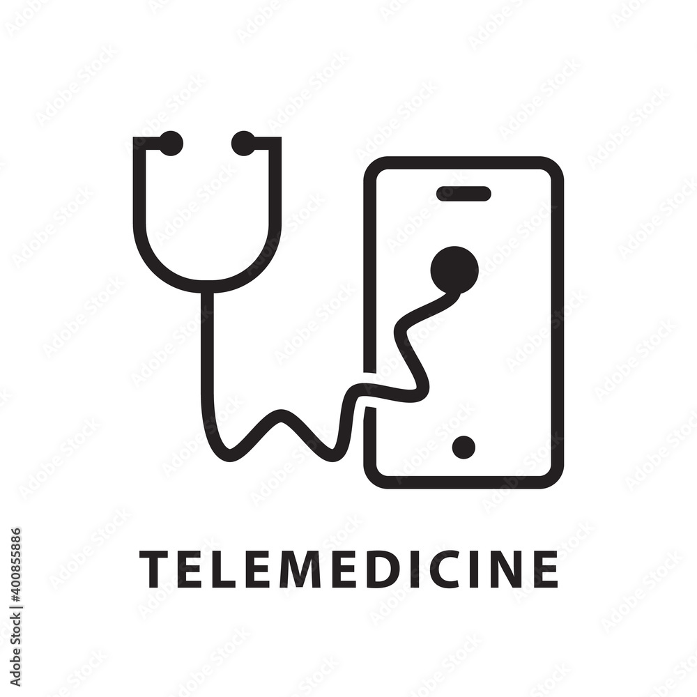 Online doctor icon, telemedicine or telehealth virtual visit symbol ...