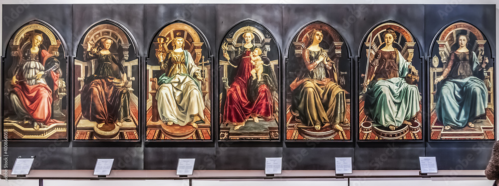 Interior of famous Uffizi Gallery. Uffizi Gallery - most famous museum ...