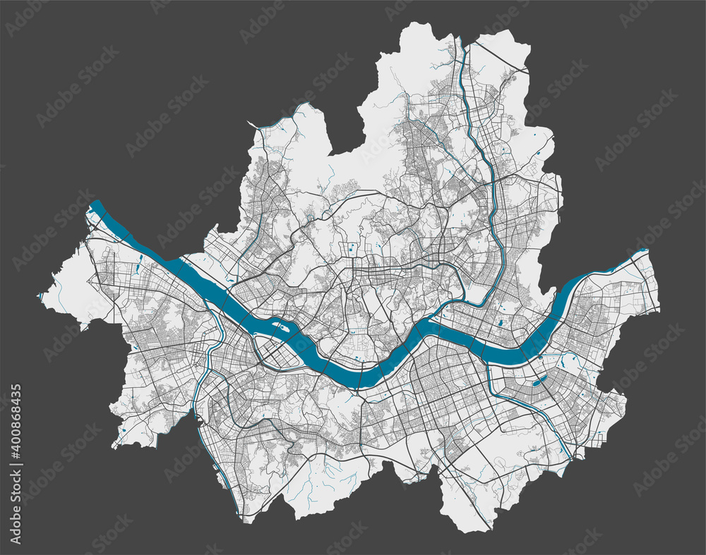 Detailed map of Seoul city, Cityscape. Royalty free vector illustration ...
