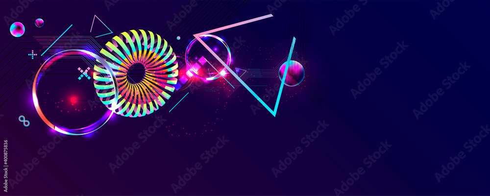 Synthwave vaporwave retrowave glitch circle with blue and pink ...