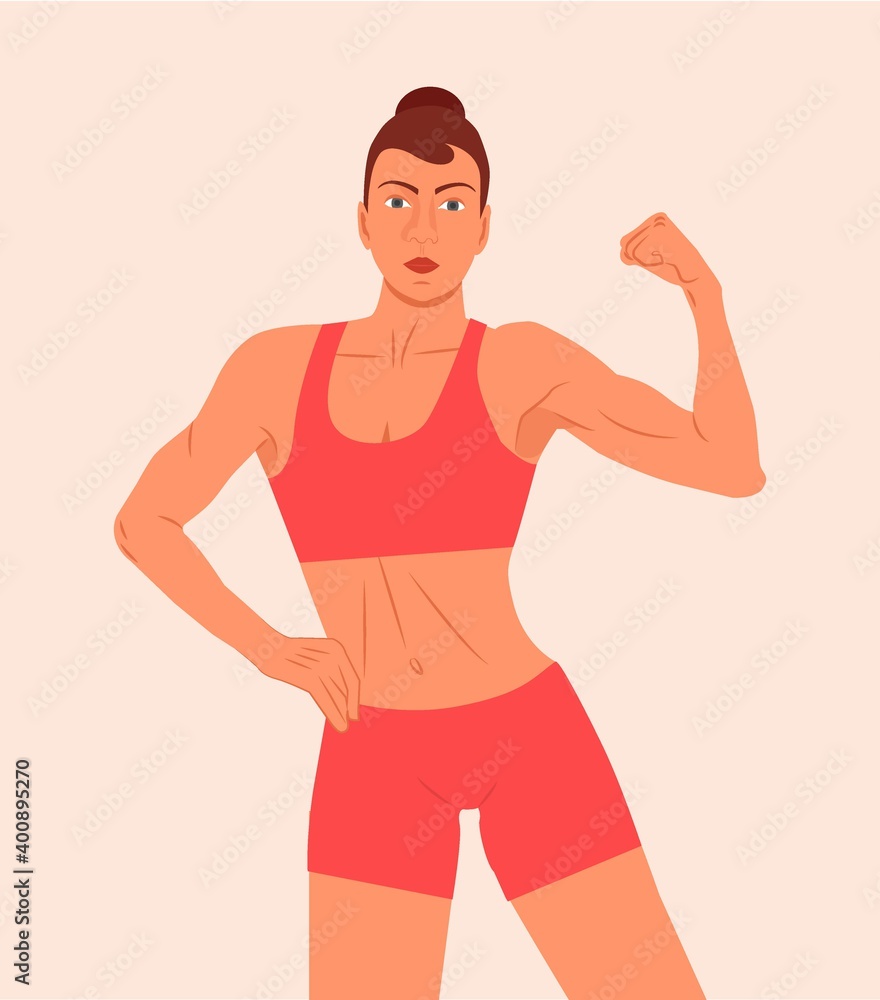 Bodybuilder Fitness Model standing with the sportswear. Strong Woman ...