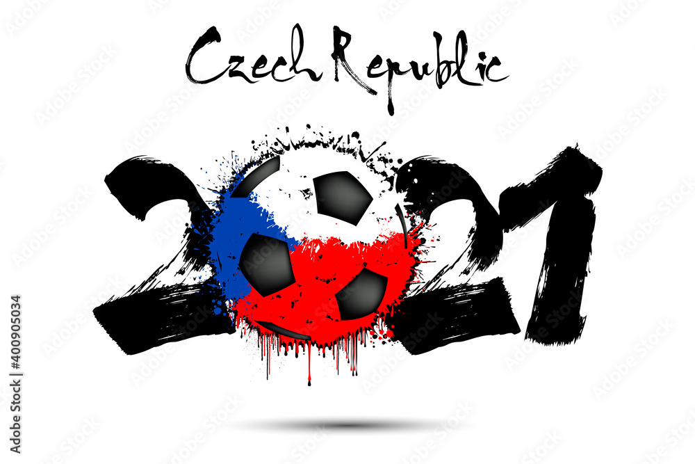 Abstract numbers 2021 and soccer ball painted in the colors of the ...