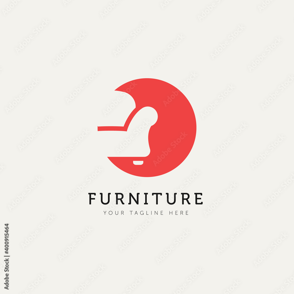 furniture sofa minimalist logo template vector illustration design ...
