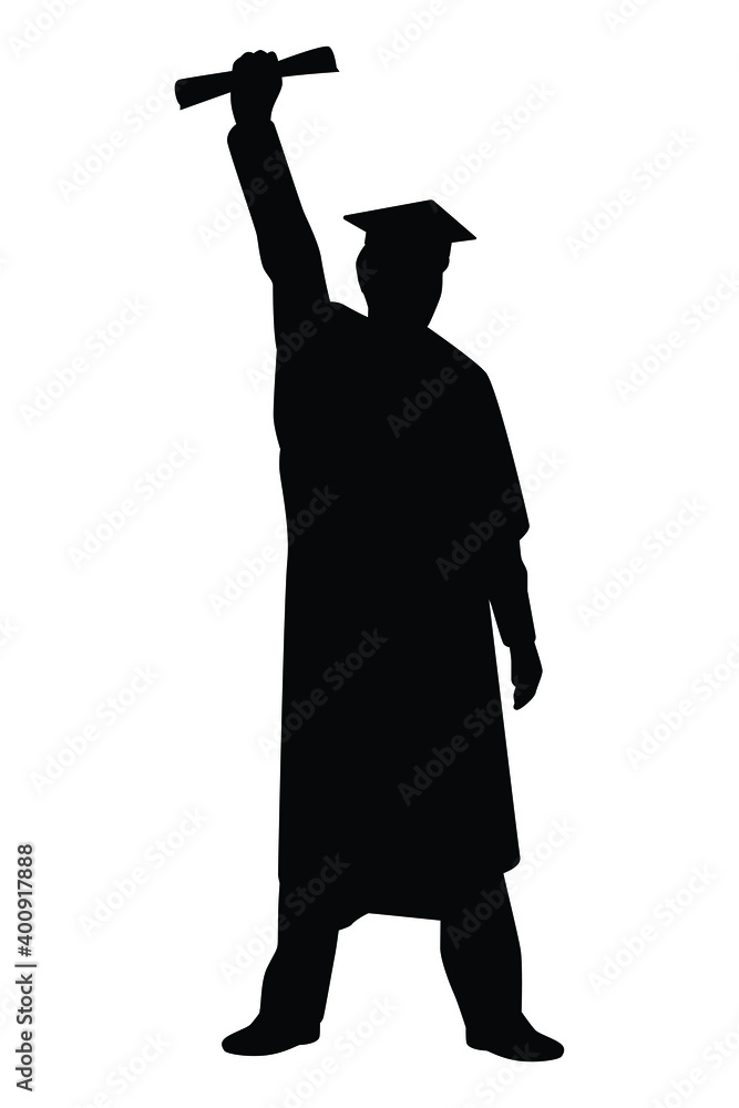 Graduated man silhouette vector on white, education Stock Vector ...