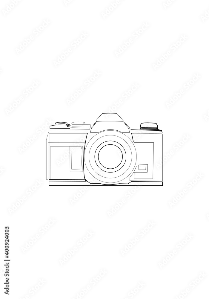 Hand drawn One line drawing of camera linear style. Stock Illustration ...