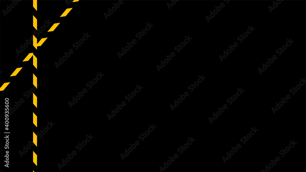 caution tape line on black background, tape yellow black stripe pattern ...