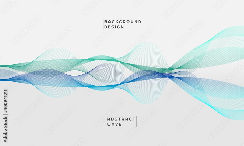 Abstract wave element for design, in green and blue gradient color ...