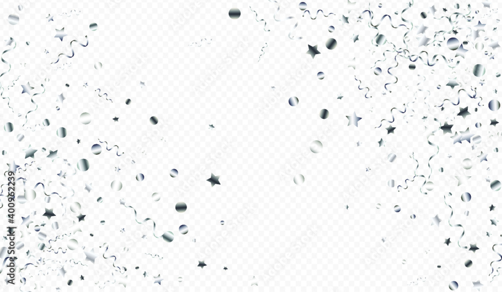 Silver Star Carnival Vector Transparent Background. Celebration ...