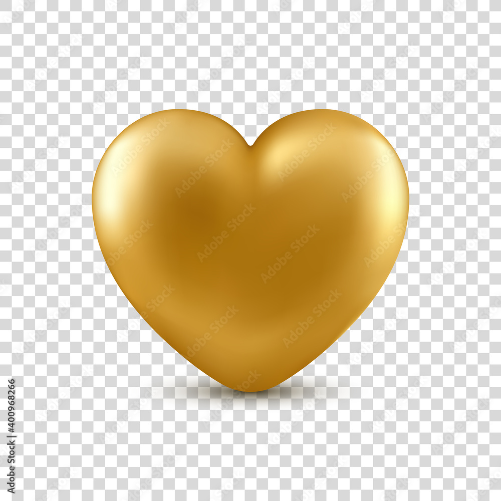 Vector realistic golden heart isolated on transparent background. Gold ...