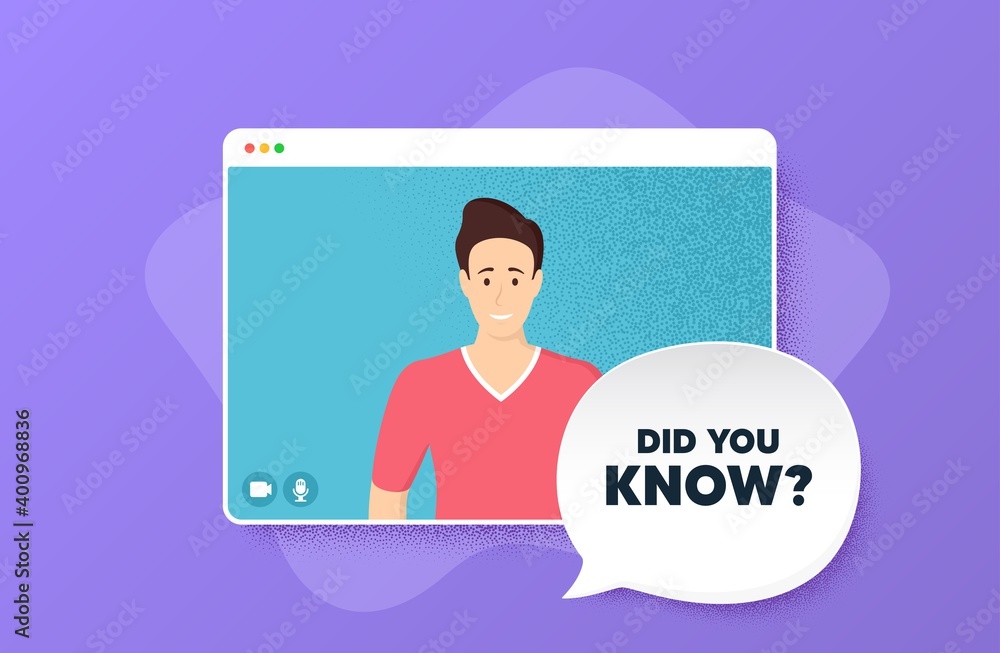 Did you know. Video conference online call. Special offer question sign ...
