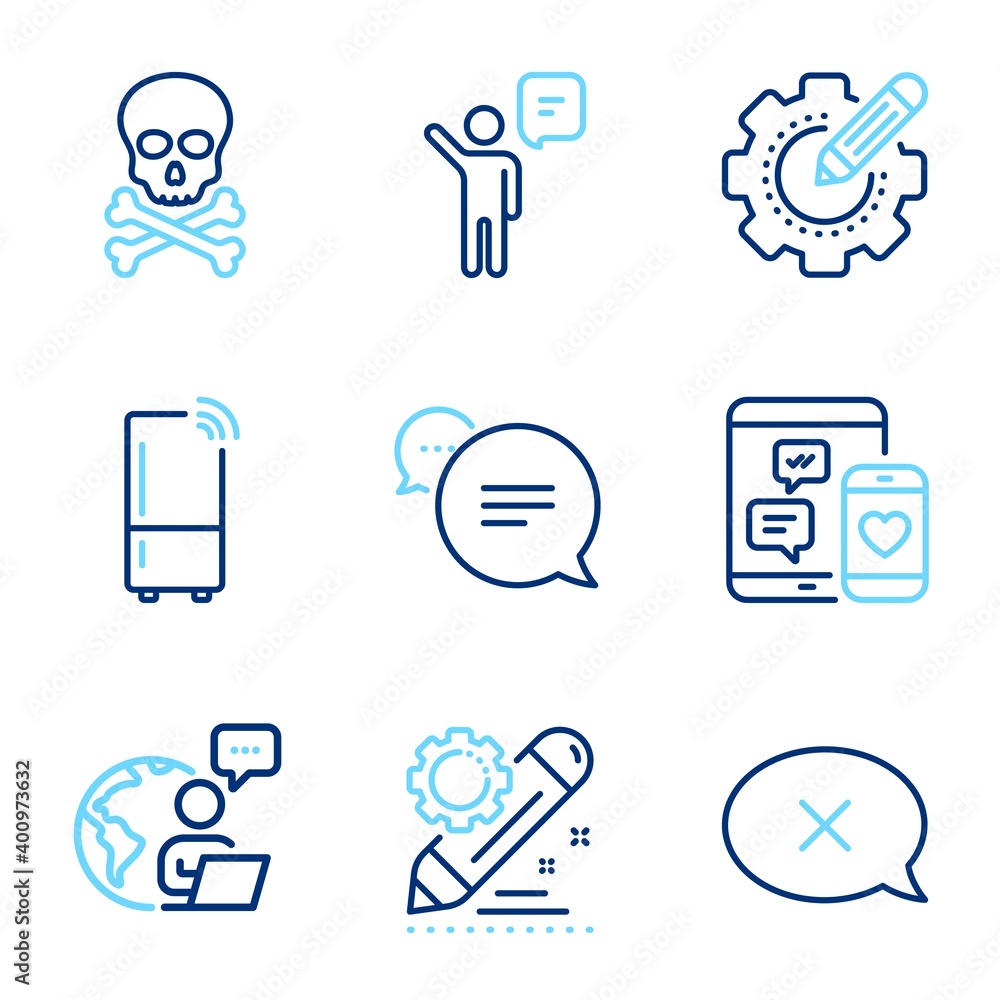 Technology icons set. Included icon as Project edit, Chemical hazard ...