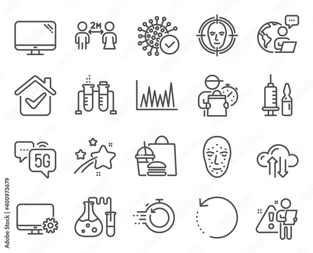 Science icons set. Included icon as Medical vaccination, Chemistry lab ...