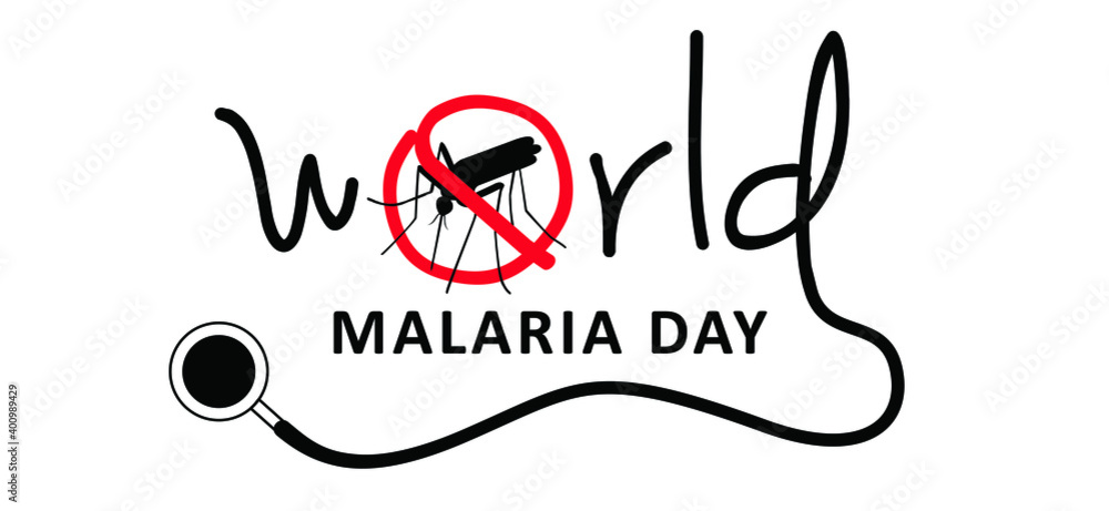 Slogan World malaria day Stop malaria. Caution, warning mosquitos ...