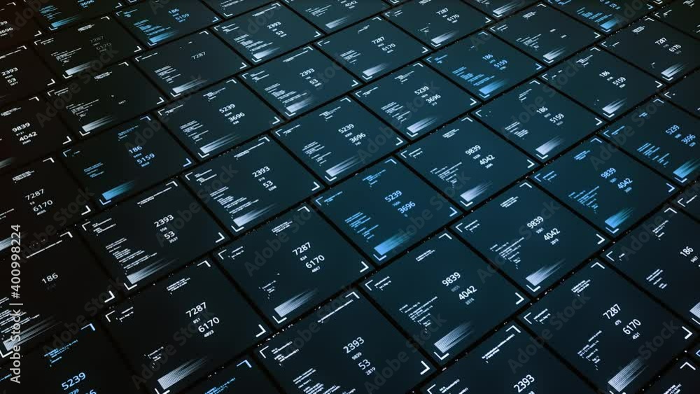 3D computer cells with numbers. Animation. Business structure in 3D computer graphics with ...