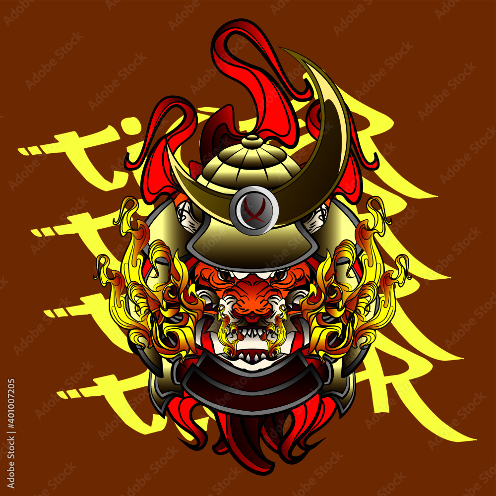 samurai tiger head illustration design for sukajan is mean japan ...