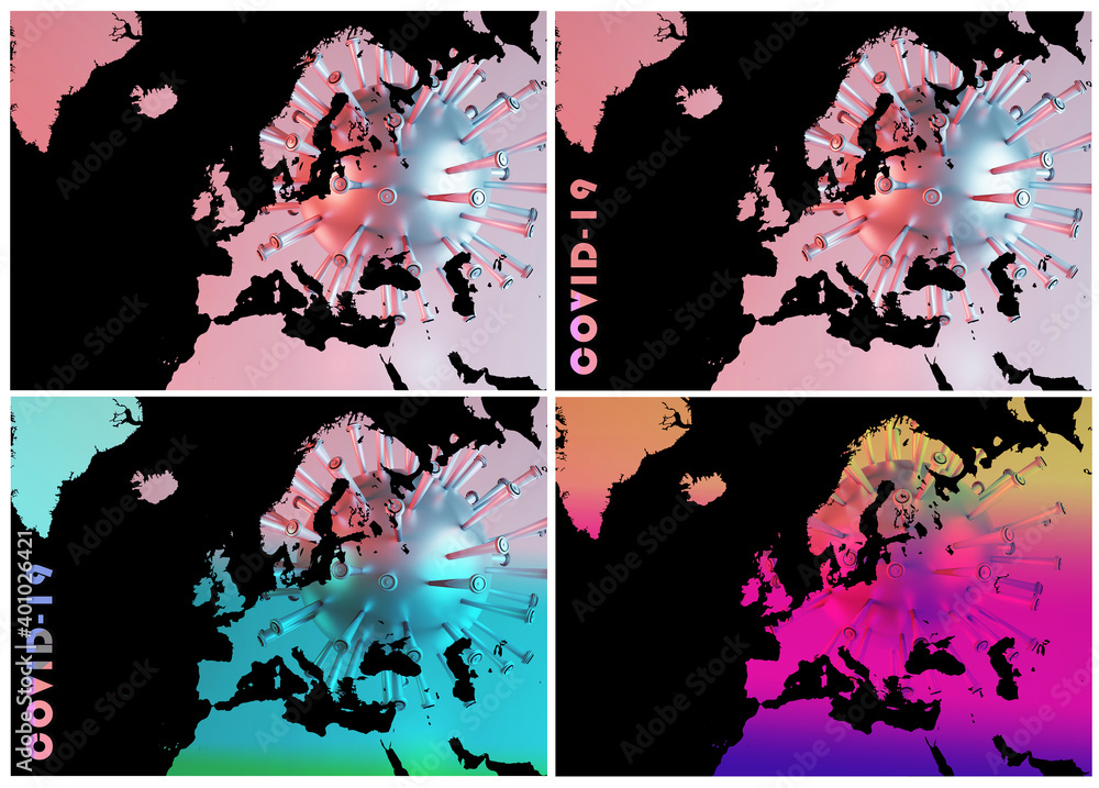 Connecting Europe map with a 3d object. 3D rendering. Stock ...