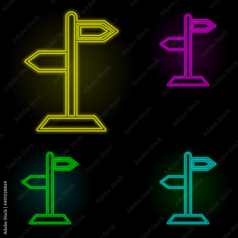Information panel neon color set icon. Simple thin line, outline vector ...