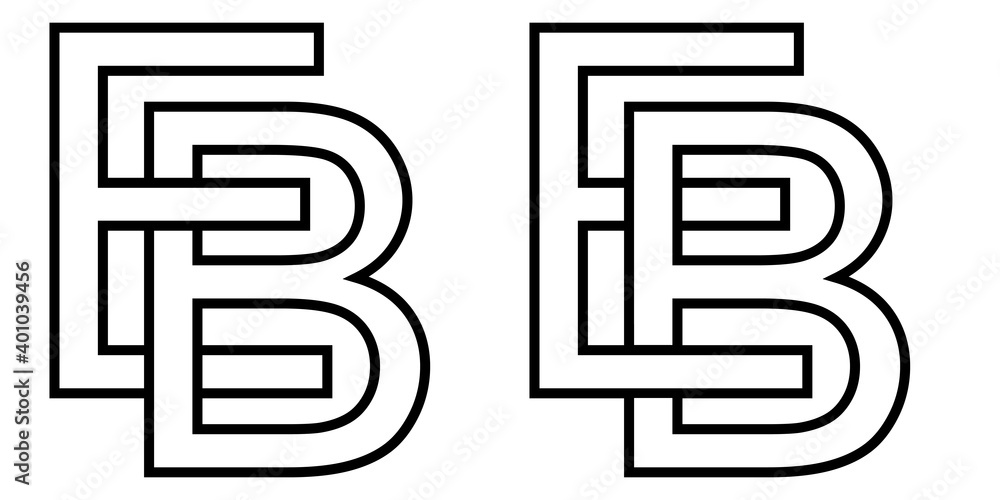Logo eb be icon sign two interlaced letters E B, vector logo eb be ...