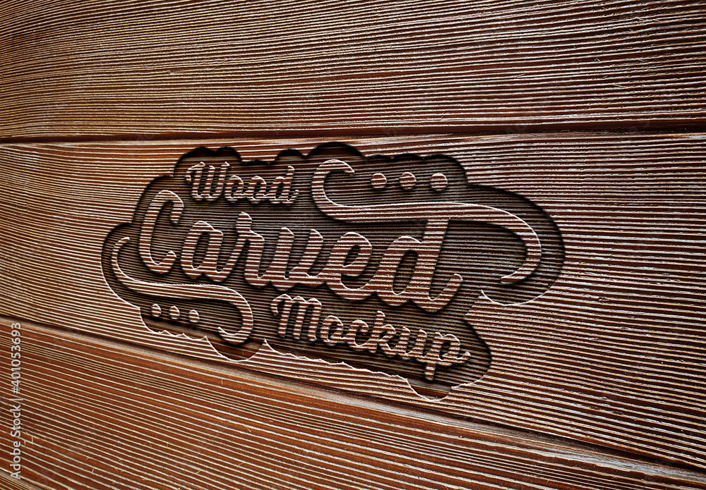 Engraved Text Effect on Wood Plank Texture Stock Template | Adobe Stock