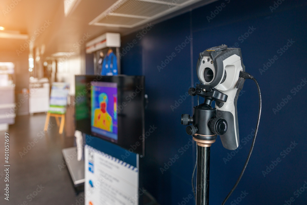 Thermal scanner to check the temperatures of passengers arriving ...