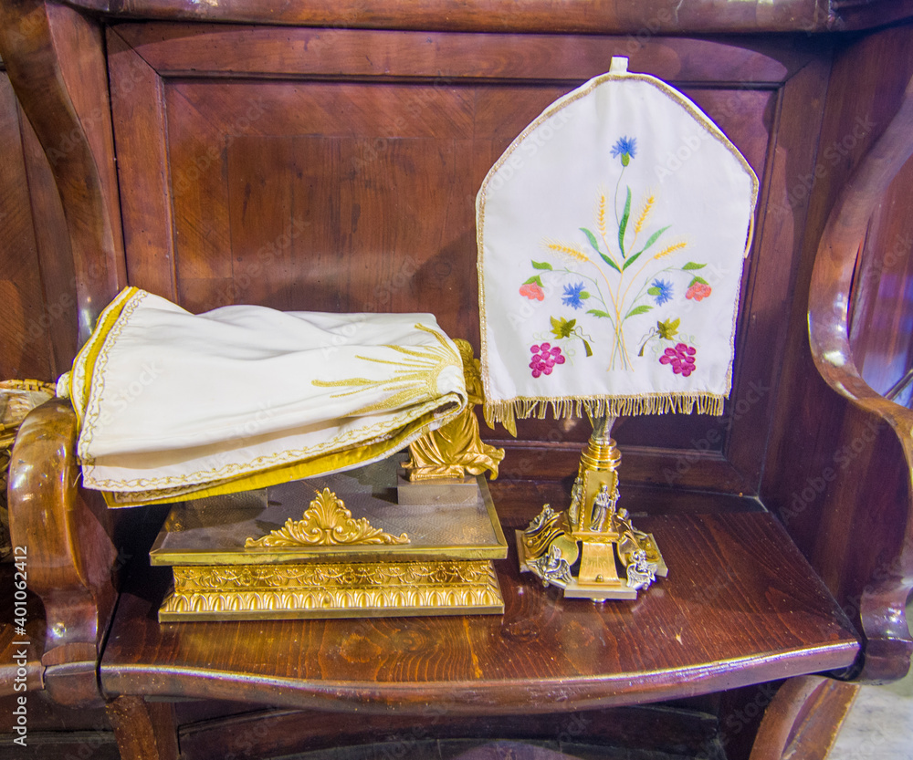 clothing and vestments of the priest for the Holy Mass Stock Photo ...