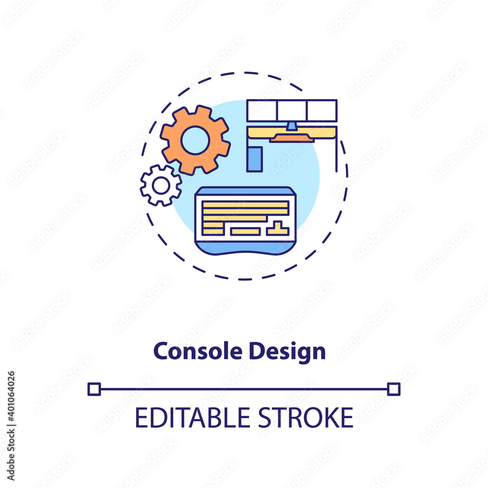 Console design concept icon. Control room ergonomics idea thin line ...
