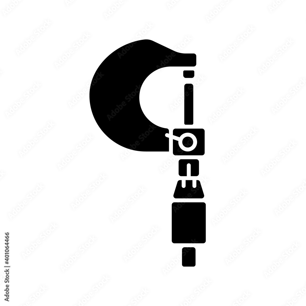 Micrometer black glyph icon. Measuring object length and dept. Making ...