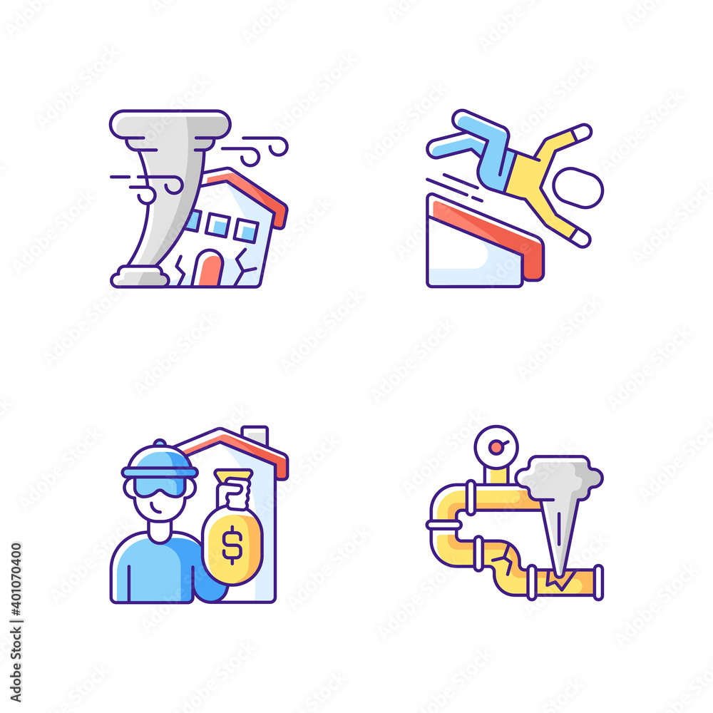 Reducing hazard risks RGB color icons set Stock Vector | Adobe Stock