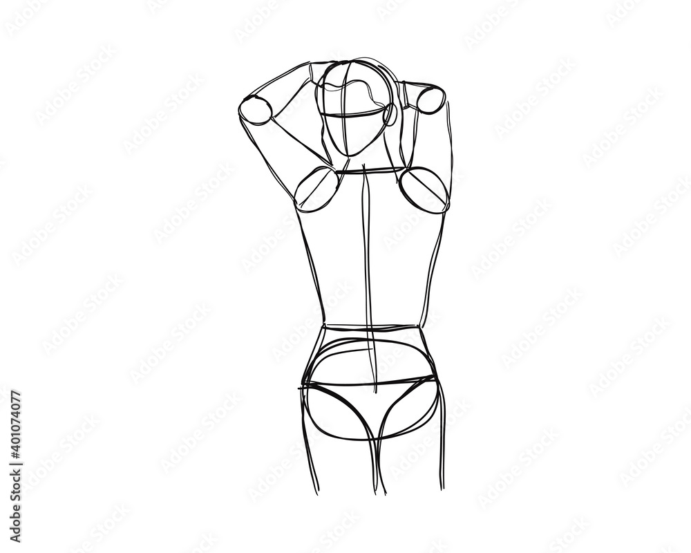 Vector illustration of Female Character Pose. Rough sketch of abstract ...