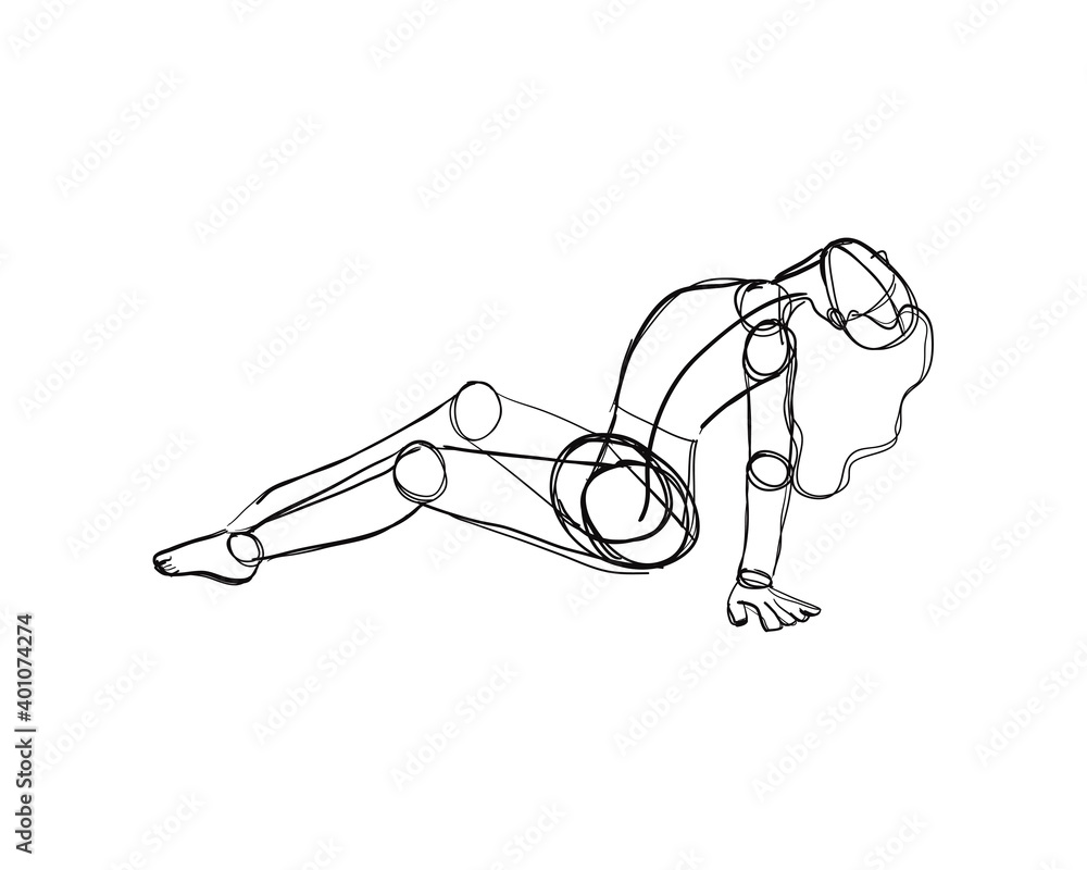 Vector illustration of Female Character Pose. Rough sketch of abstract ...