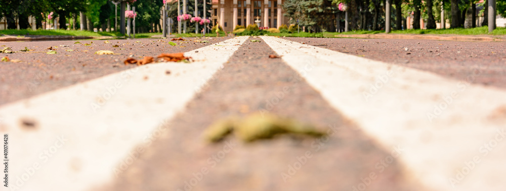 Double lane, road markings, lane lines close up. Stock Photo | Adobe Stock