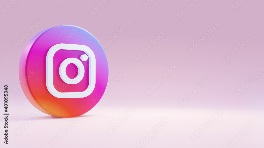 Instagram logo on neutral background. 3d editorial illustration. Stock ...