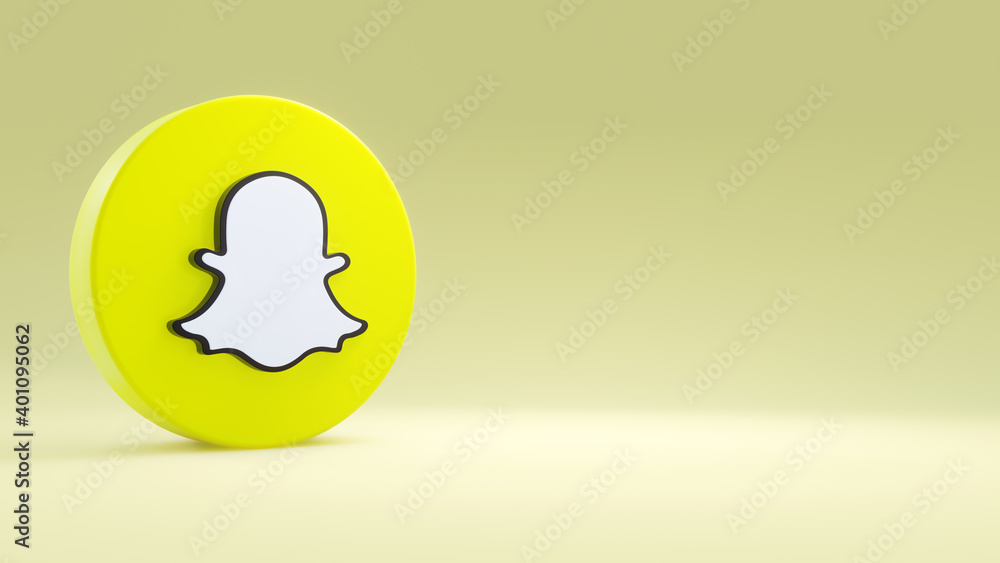 Snapchat logo on neutral background. 3d editorial illustration. Stock ...